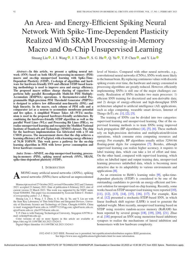 An Area - and Energy-Efficient Spiking Neural Network With Spike-Time-Dependent Plasticity ...