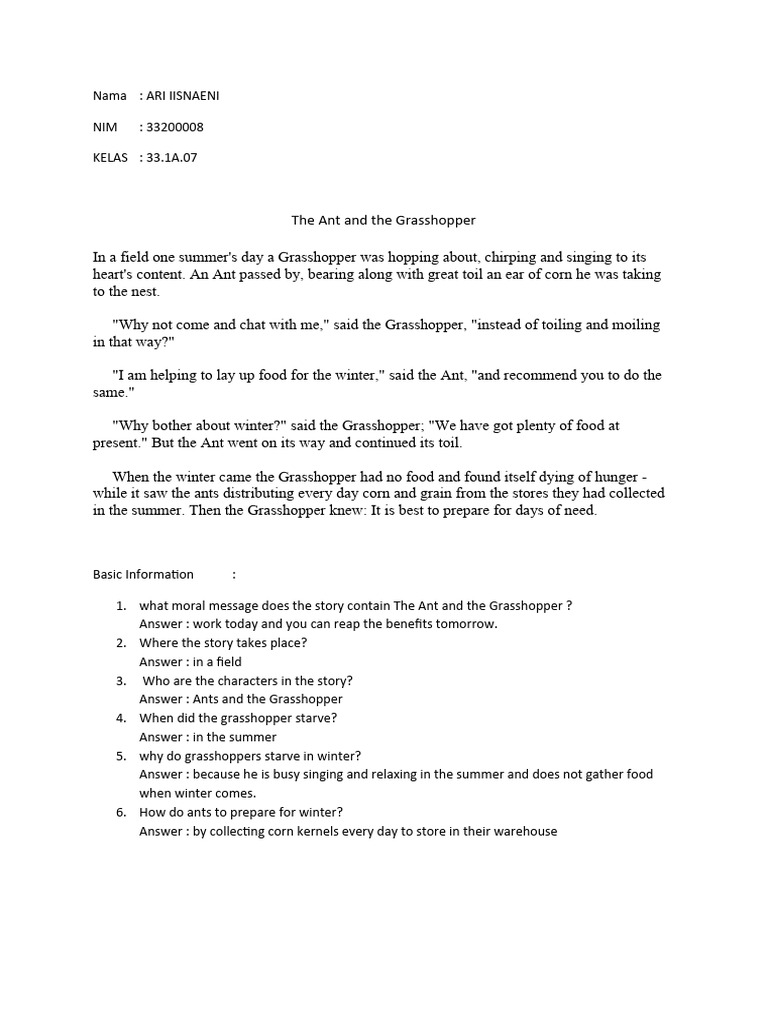 The Ant and The Grasshopper | PDF