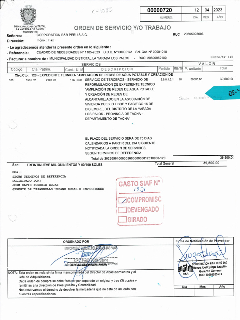 Experiencia Corporation 1 Yarada Expediente 000004 | PDF