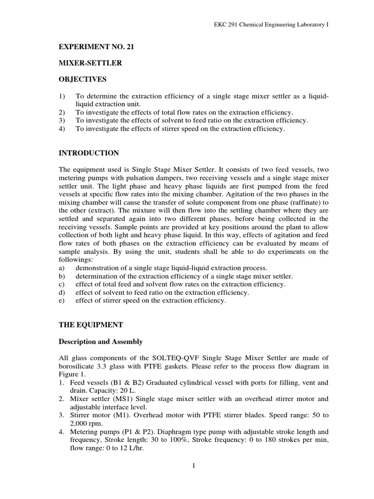 Exp 21 - Mixer Settler | PDF