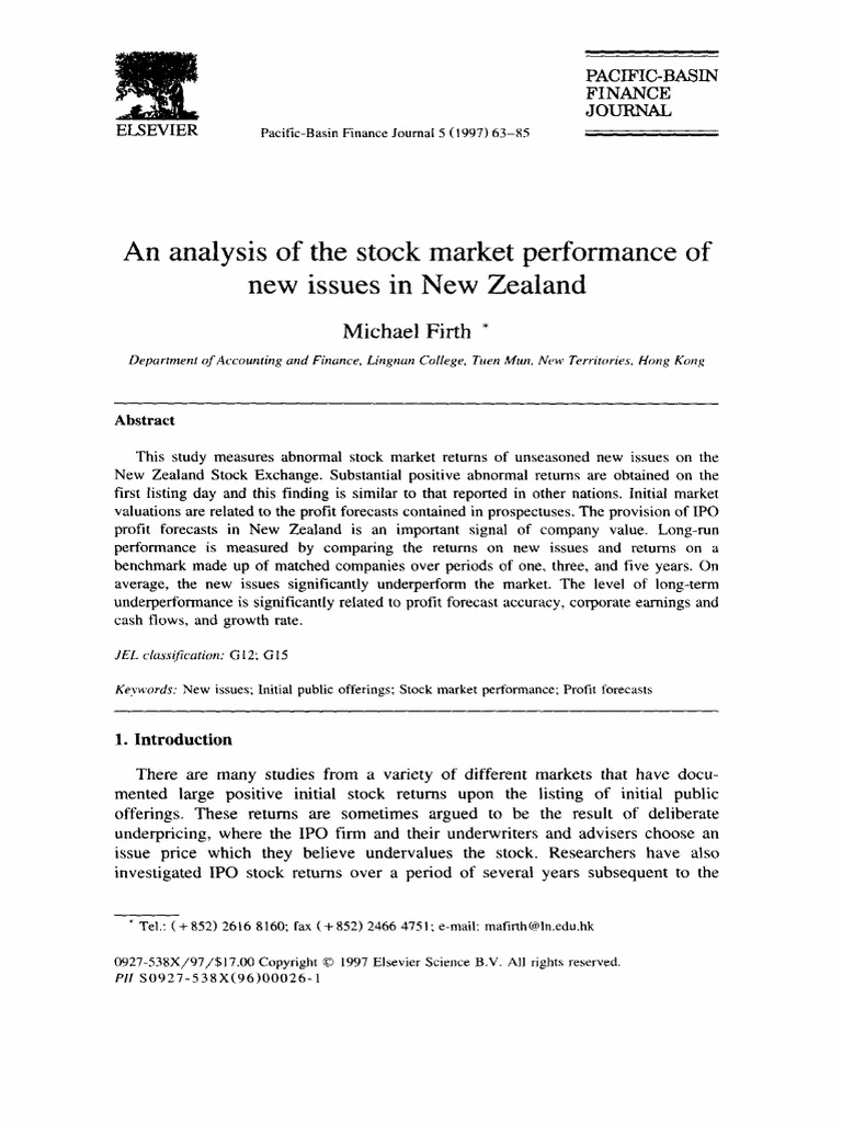An Analysis of The Stock Market Performance of New Issues in New ...