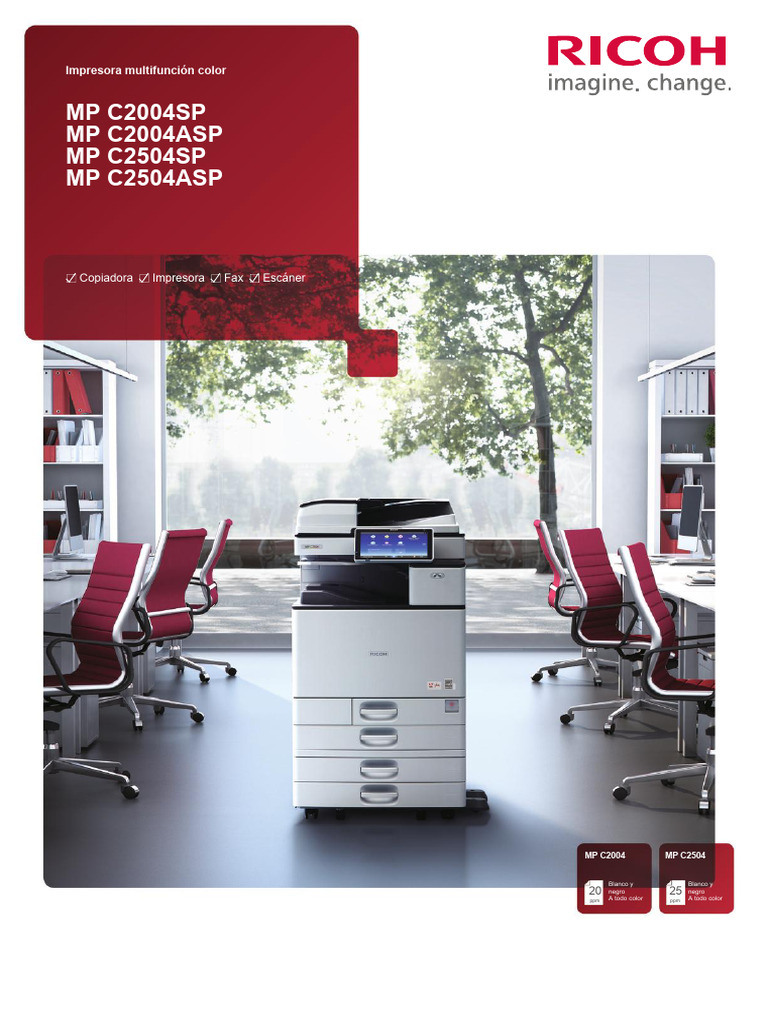 Ricoh MP C2504 Folleto | PDF | Impresora (Computación) | Interfaces gráficas de usuario