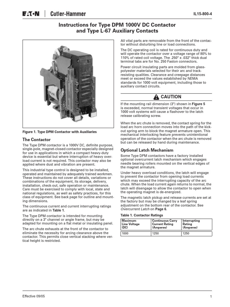 Instructions-Type-Dpm-Contactor-And-Auxiliary Contacts-Il15-800-4 | PDF ...