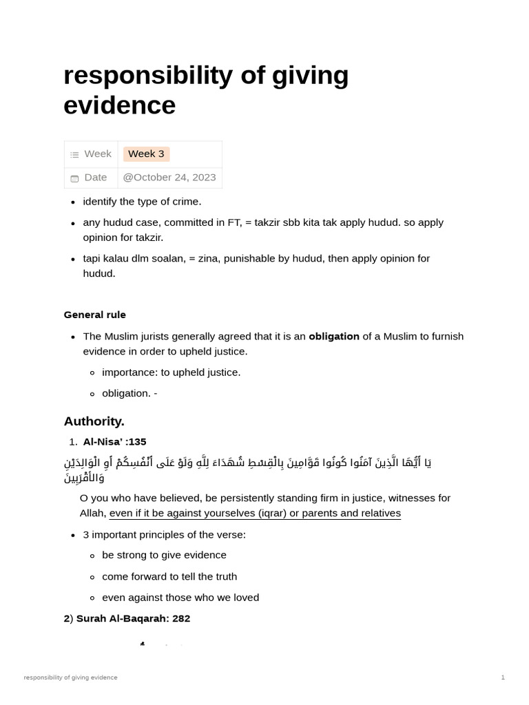 Responsibility of Giving Evidence | PDF | Criminal Procedure In South ...