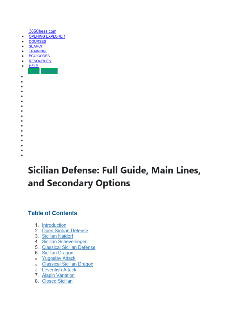 Chess Sicilian Defence | Download Free PDF | Chess Openings | Board Games