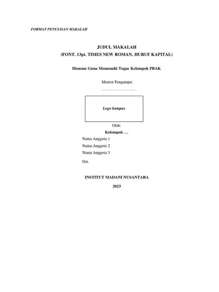 Panduan Penulisan Makalah IMN | PDF