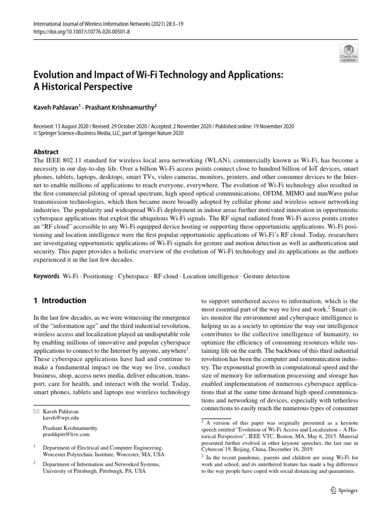 (1b) Evolution and Impact of Wi Fi Technology and Applications | PDF