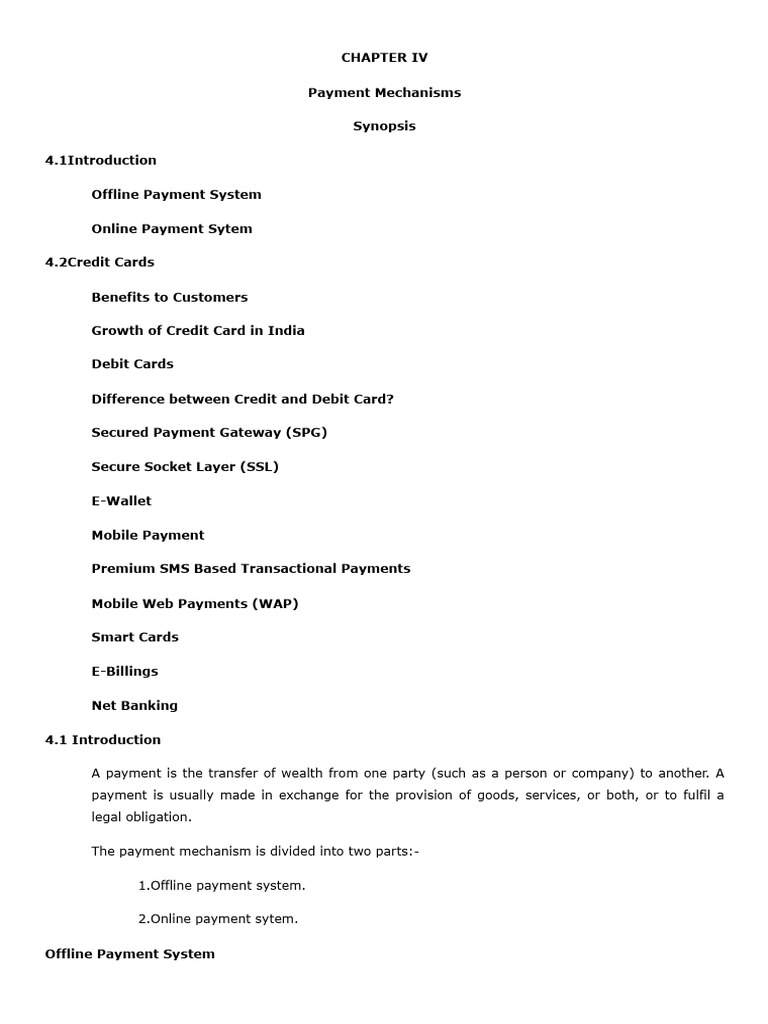 Chapter 4 - Payment Mechanisms | PDF | Debit Card | Credit Card