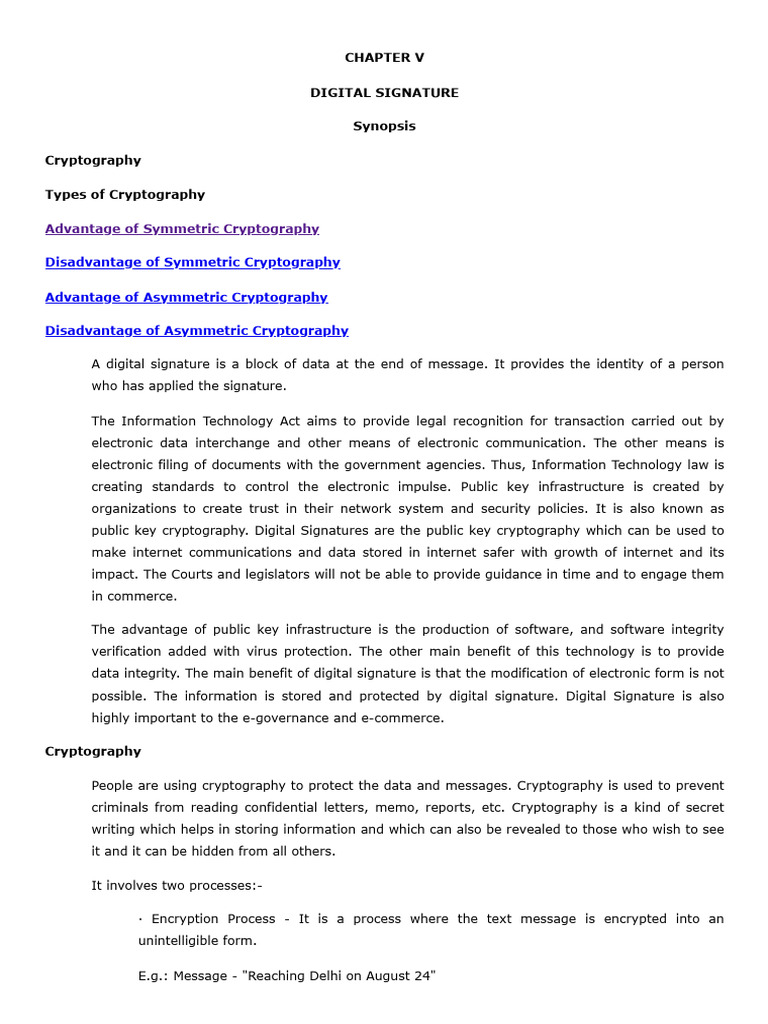 Chapter 5 - Digital Signature | PDF | Cryptography | Key (Cryptography)