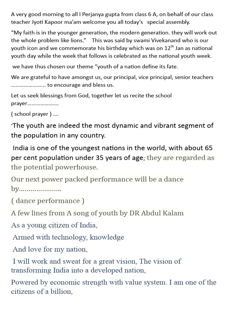 Youth Script Final | PDF