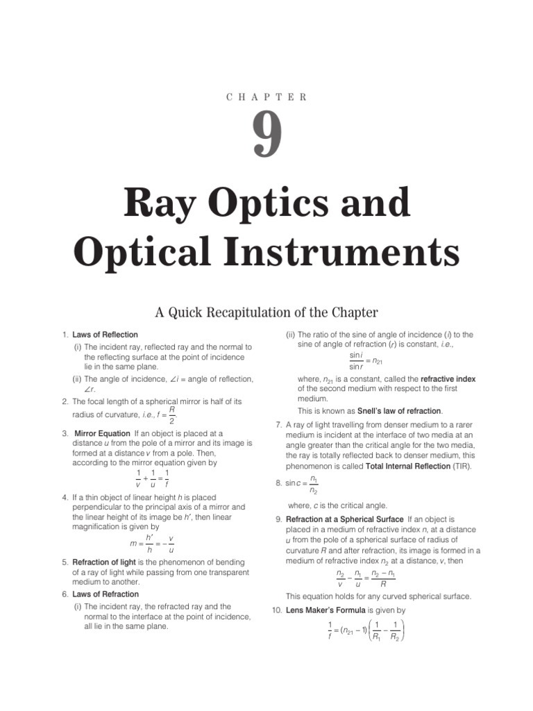 Ray Optics and Optical Instruments | PDF | Refraction | Optics