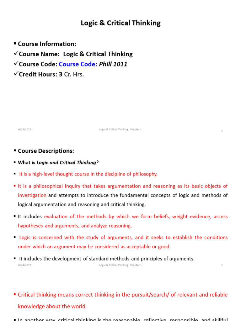 Critical Thinking Chapter 1 | PDF | Critical Thinking | Rationalism
