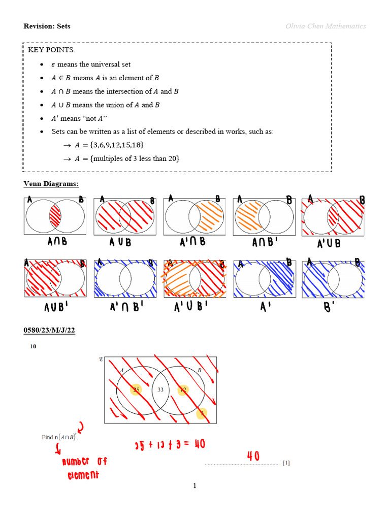 Revision - Sets - 1 (Answers) | PDF