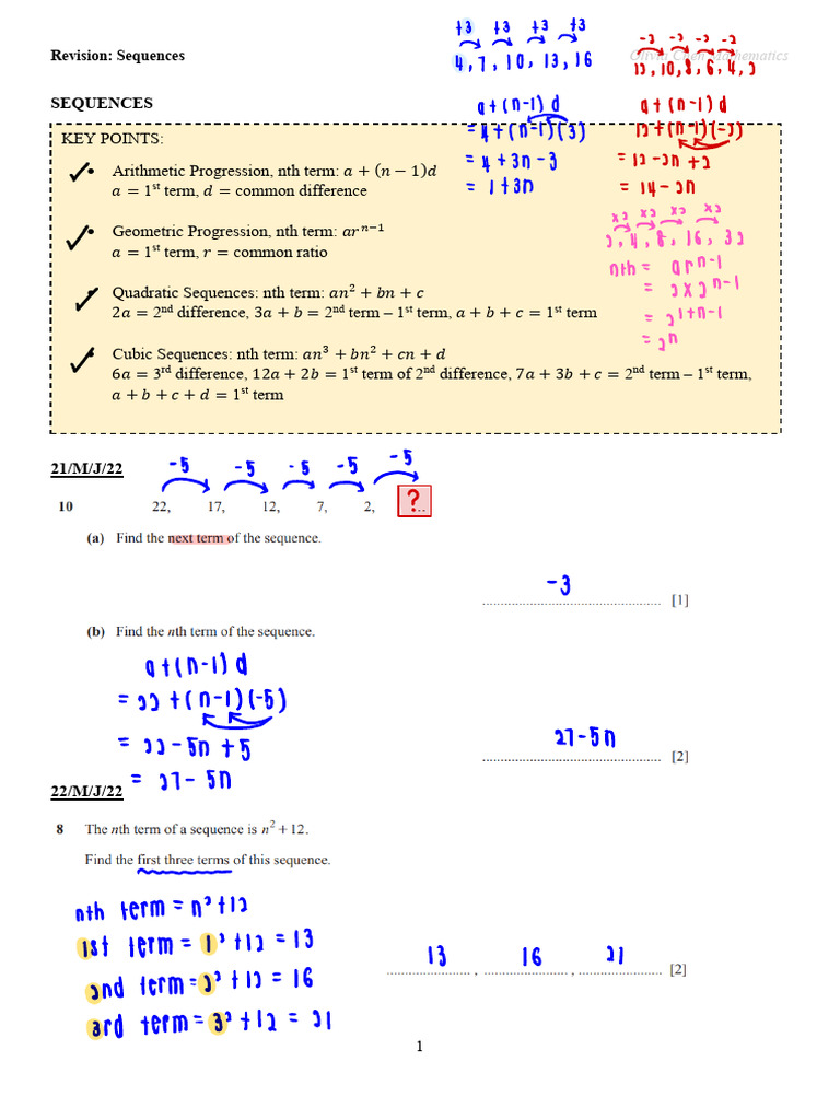 Revision - Sequence (Answers) | PDF | Mathematical Structures | Mathematics