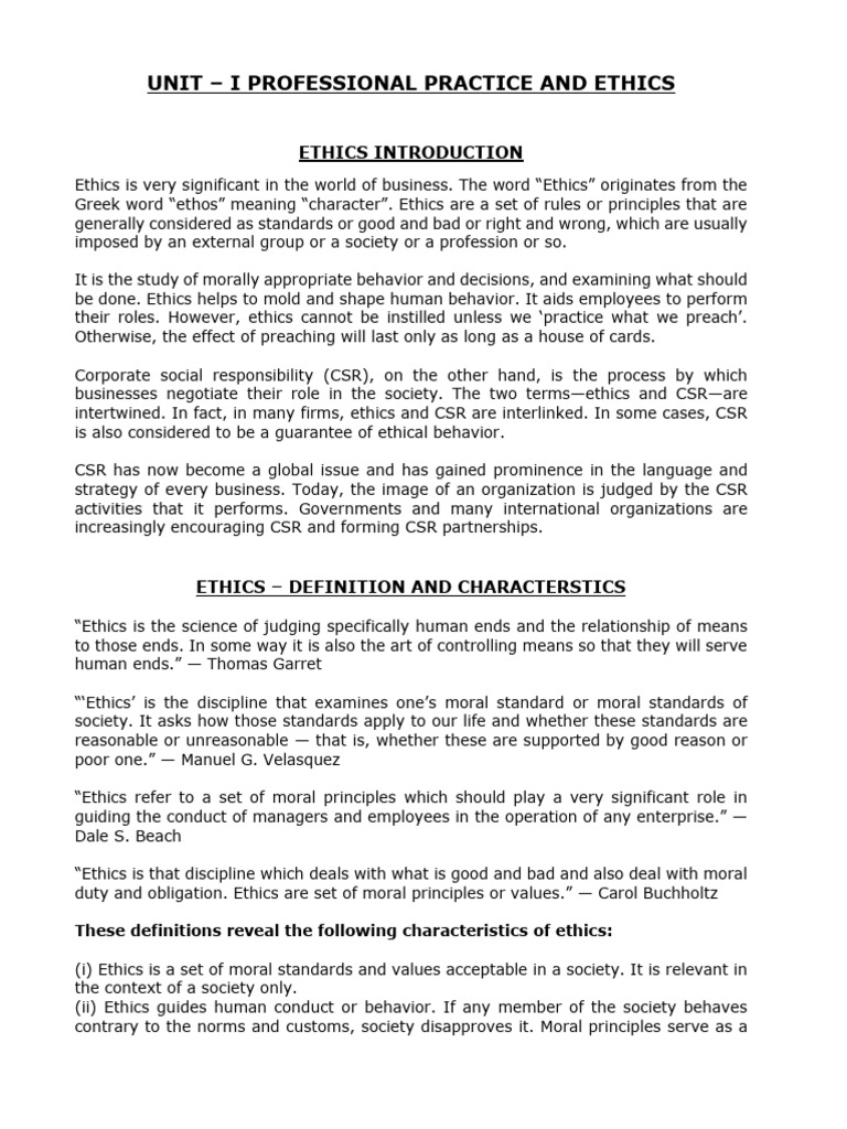 PPLE Unit 1 | Download Free PDF | Morality | Engineer