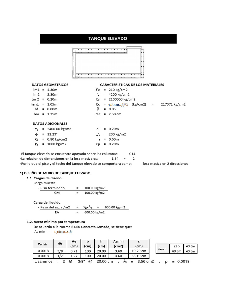 Calculo Estructural-Tanque Elevado | PDF