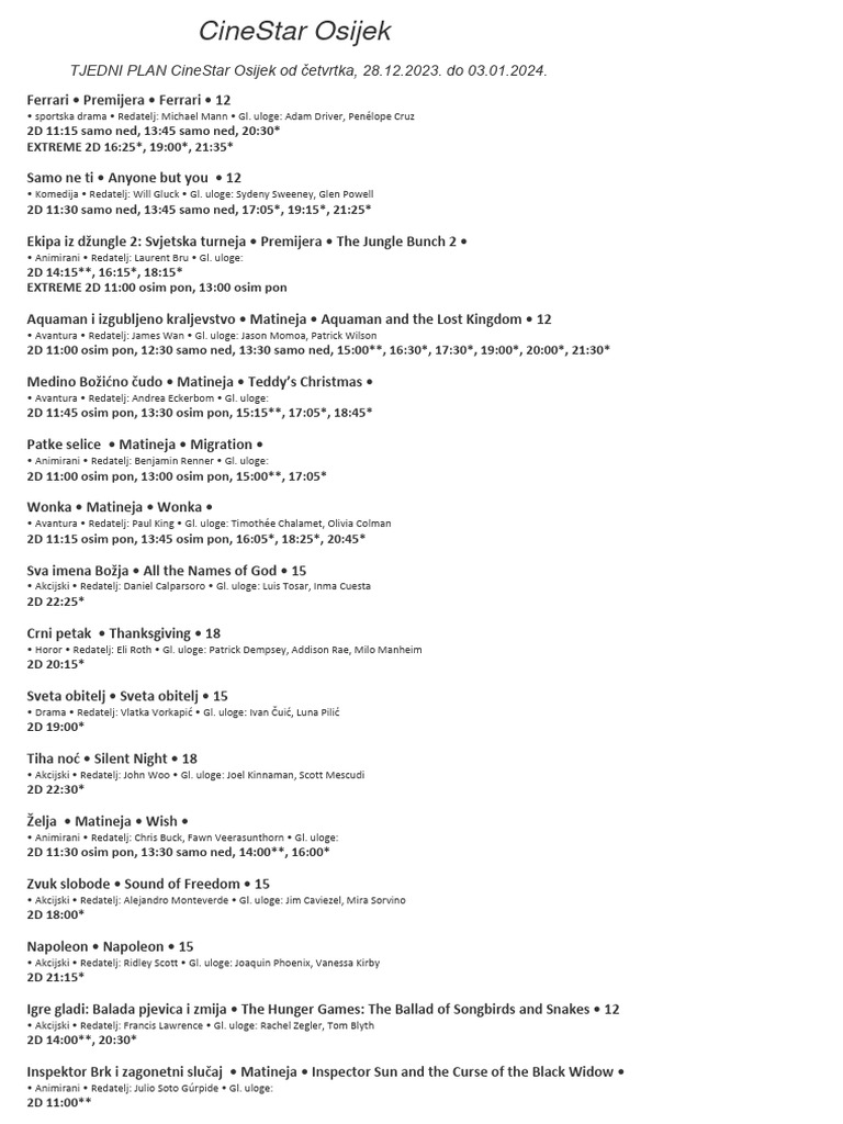 CineStar Osijek 28.12.2023 | PDF