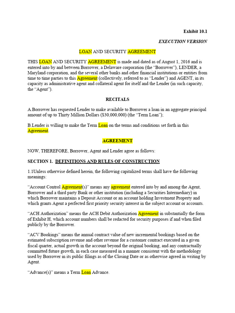 Loan and Security Agreement 5 | PDF | Loans | Interest