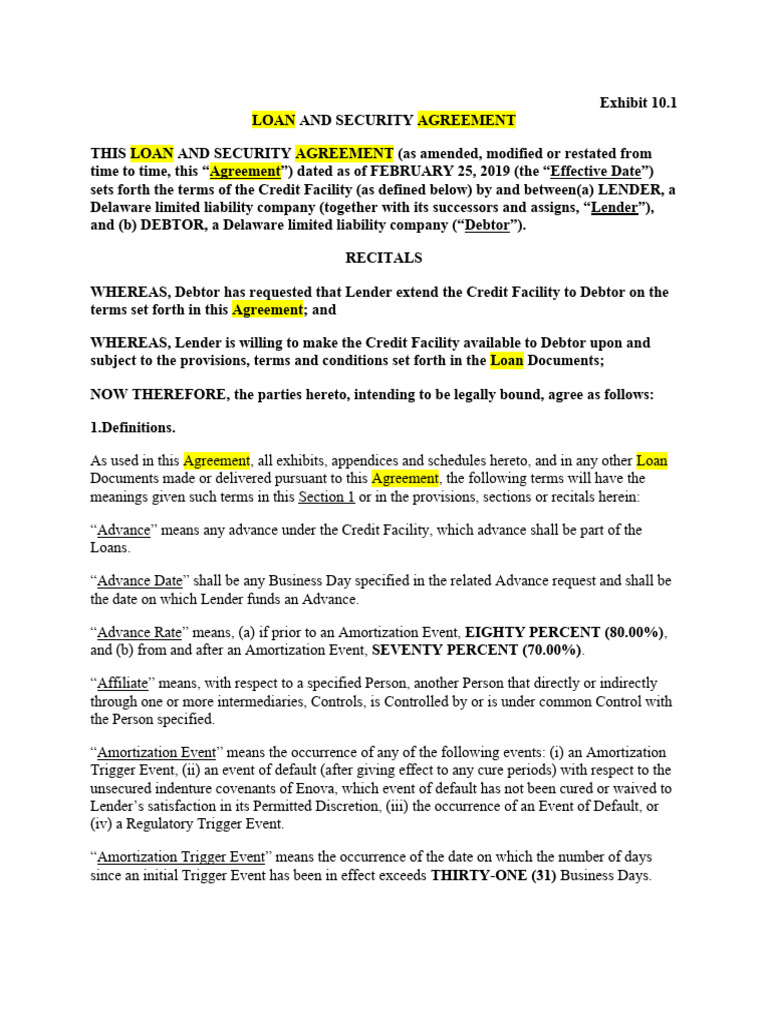 Loan and Security Agreement 2 | PDF | Loans | Credit