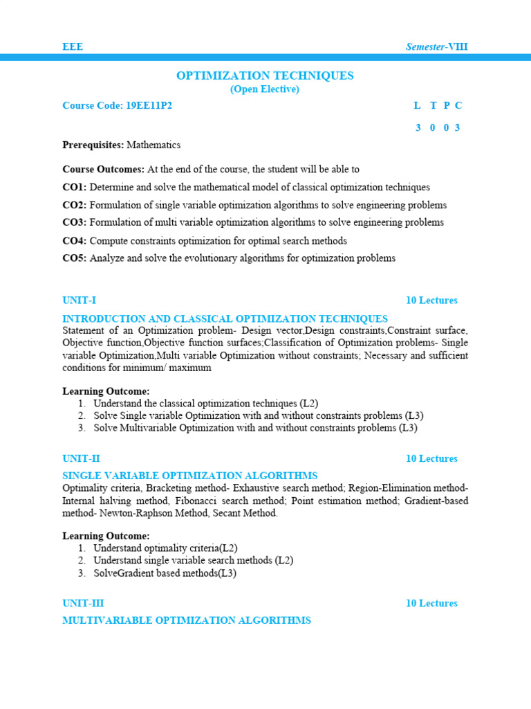 Optimization Techniques | PDF Optimization Techniques | PDF