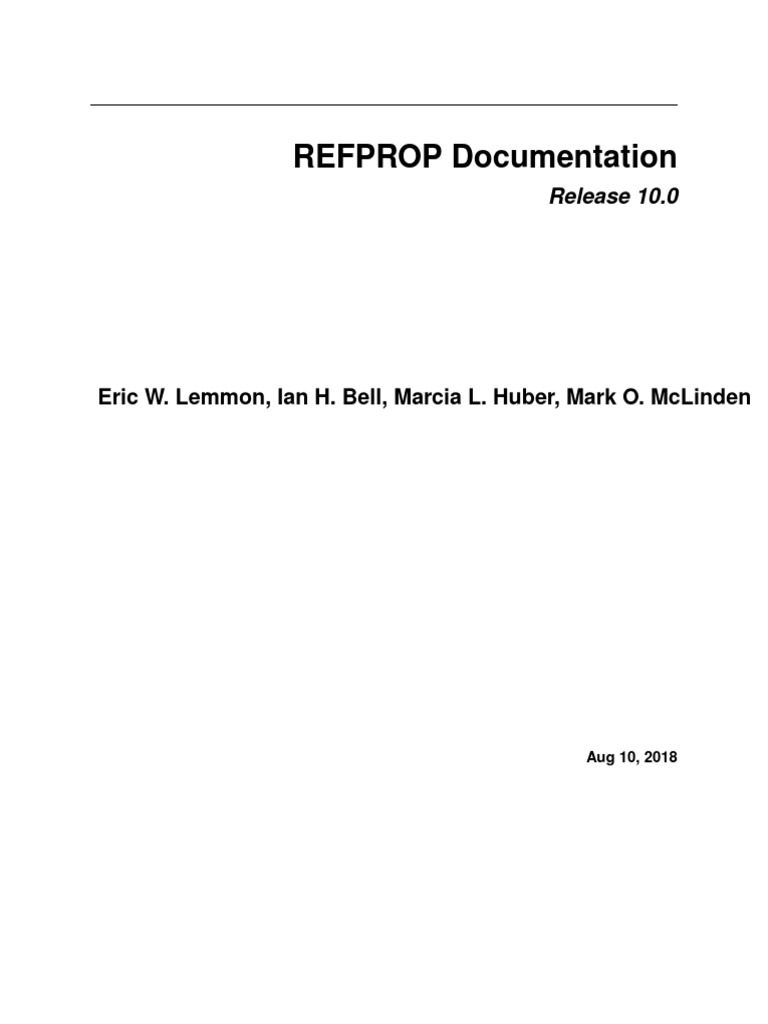 Refprop Docs | PDF