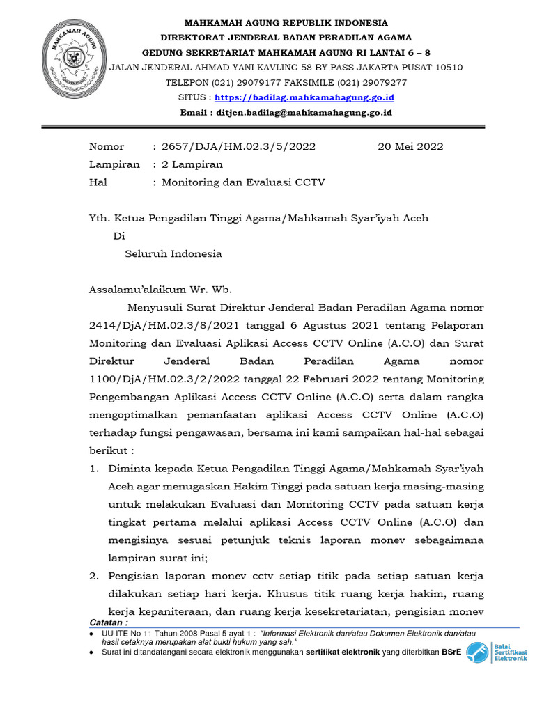 2657 Juknis Monev CCTV Pta - Sign - Sign - Sign | PDF