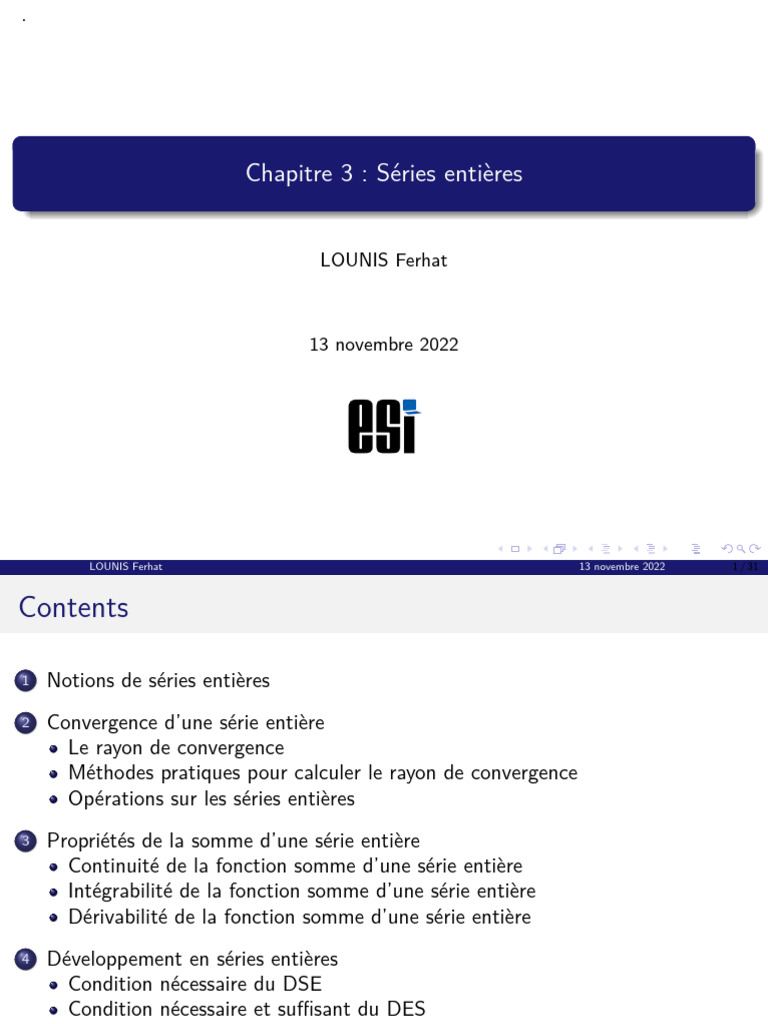 Ch03 Series Entieres | PDF