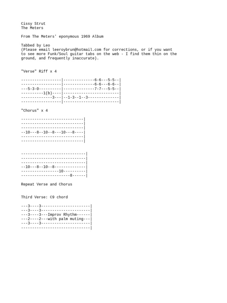 The Meters - Cissy Strut | PDF