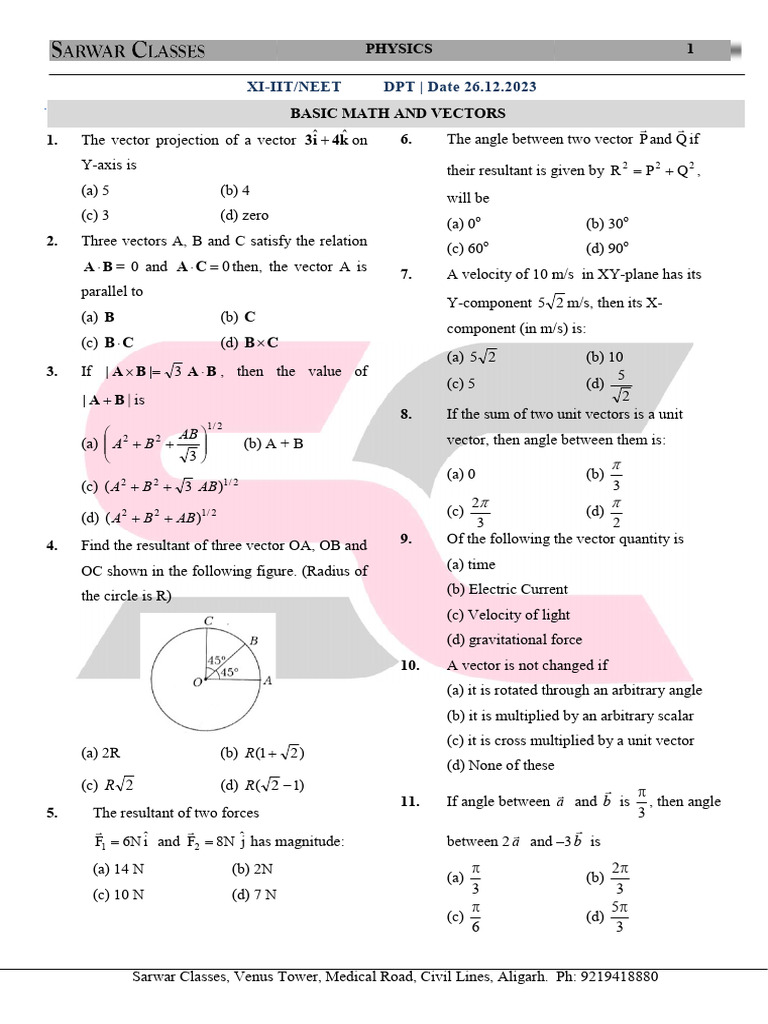 Basic Math and Vector | PDF