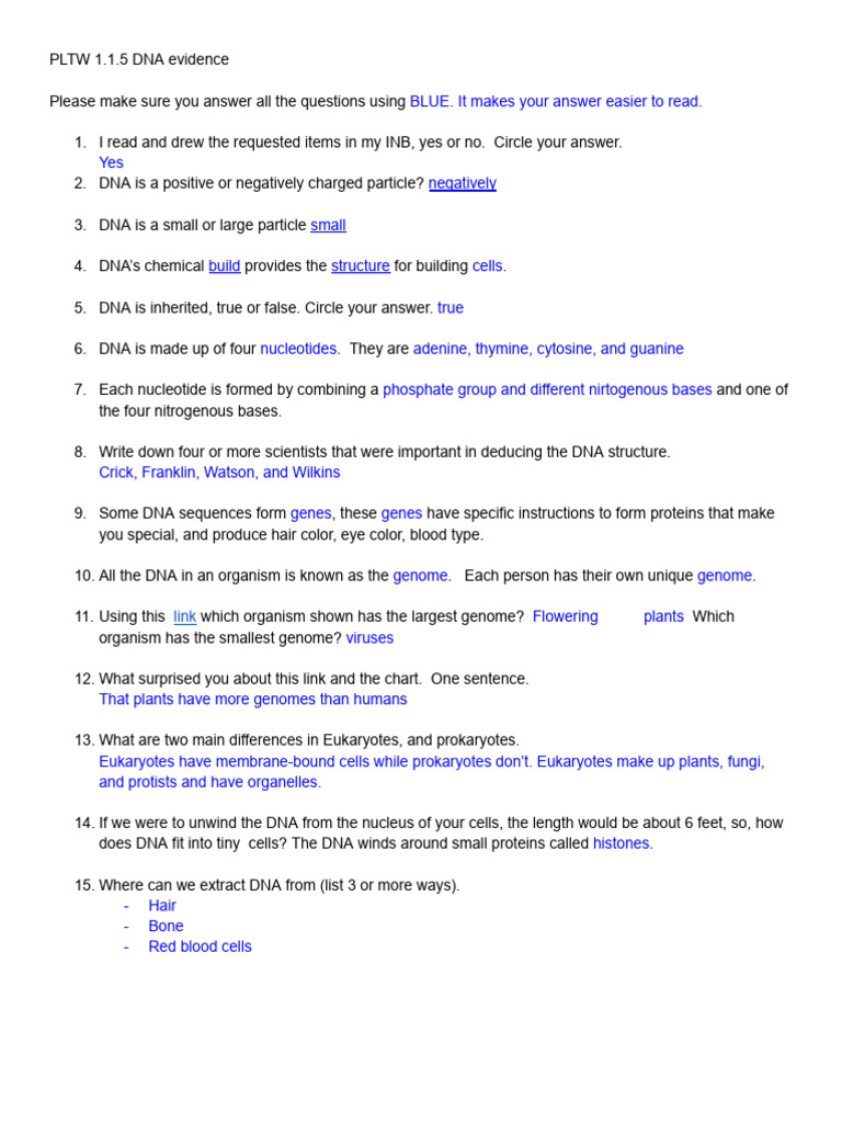 PLTW 1.1.5 DNA Evidence Overview | PDF