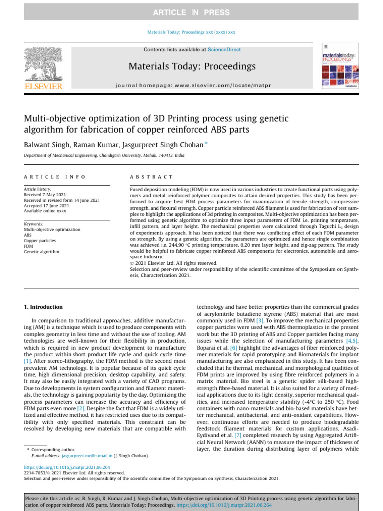 2022 - Multi Objective Optimiz FDM Genetic Algorithm For FDM | PDF | Technology & Engineering
