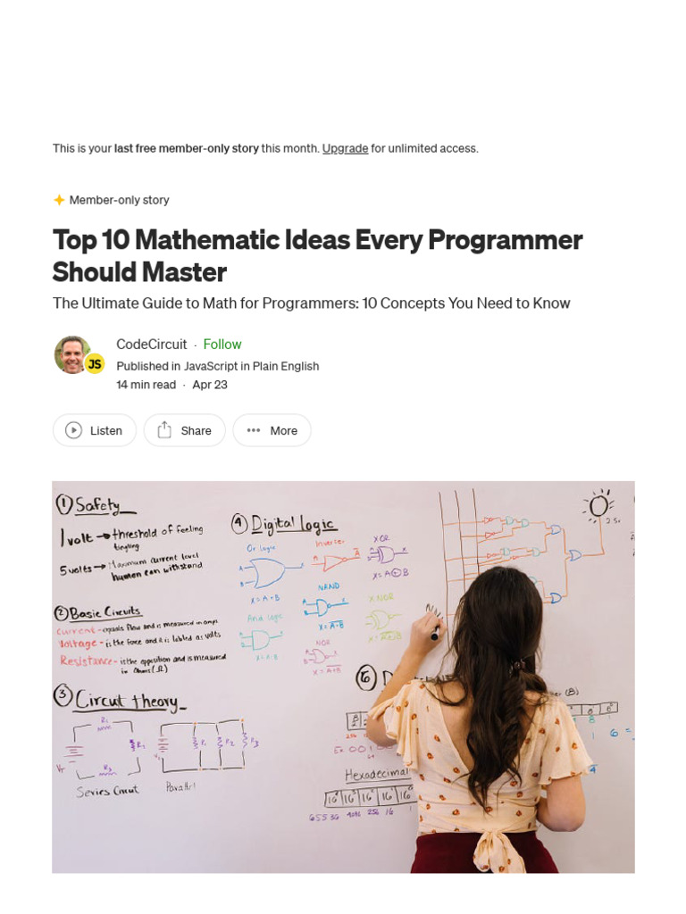 Top 10 Mathematic Ideas Every Programmer Should Master - by CodeCircuit ... Top 10 Mathematic Ideas Every Programmer Should Master - by CodeCircuit ...