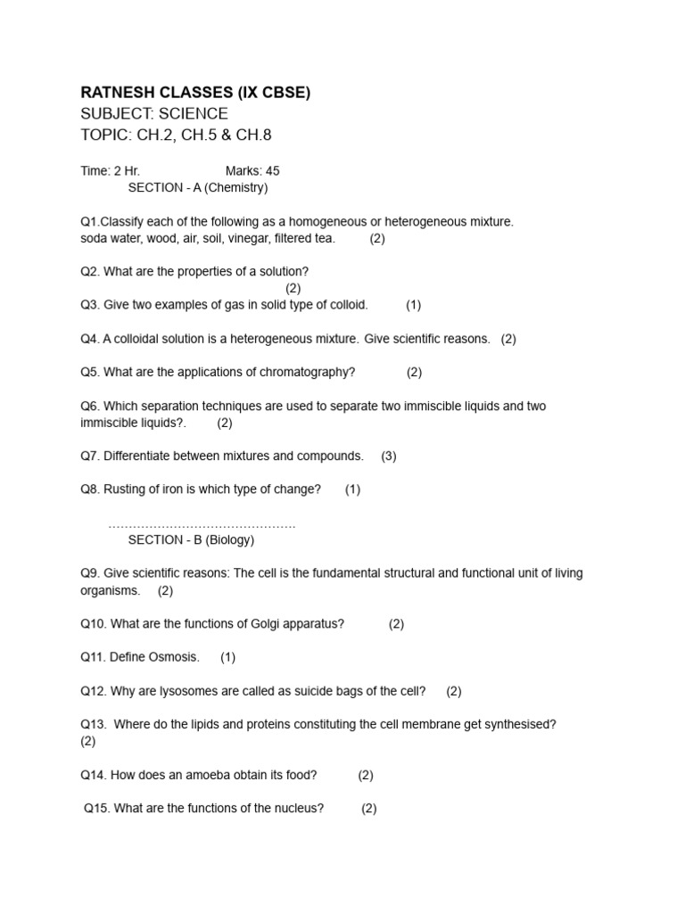 (IX CBSE) CH 2,5,8 | PDF