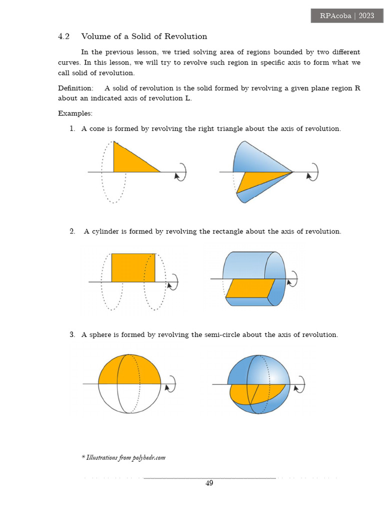 Solid of Revolution Colored | PDF | Integral | Volume