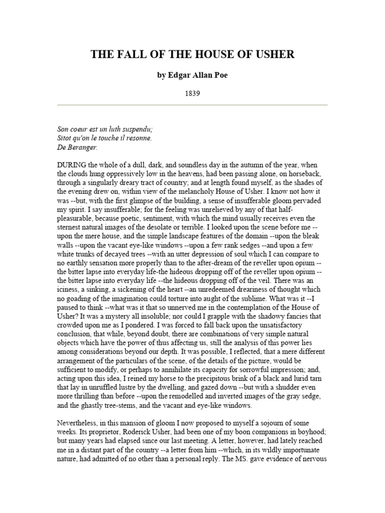 The Fall of The House of Usher-Poe | PDF