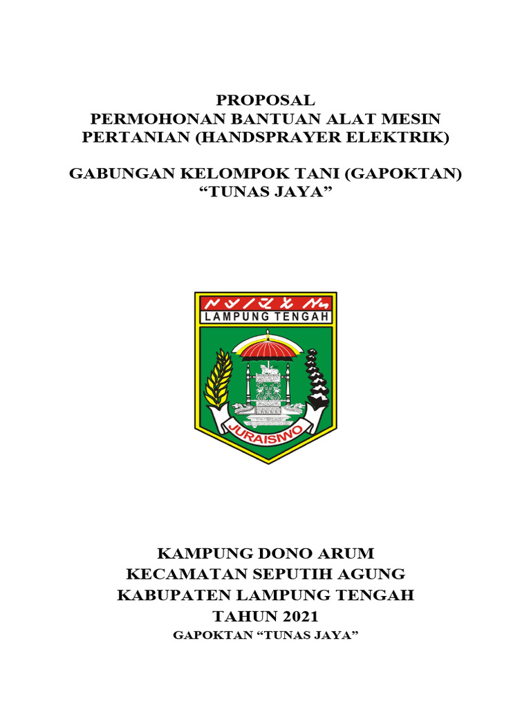 Proposal Hand Sprayer Gap. Tunas Jaya | PDF
