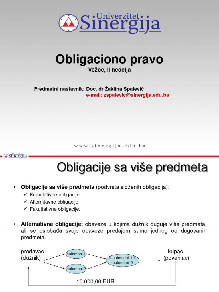 Obligaciono Pravo - Vezbe Nedelja II | PDF