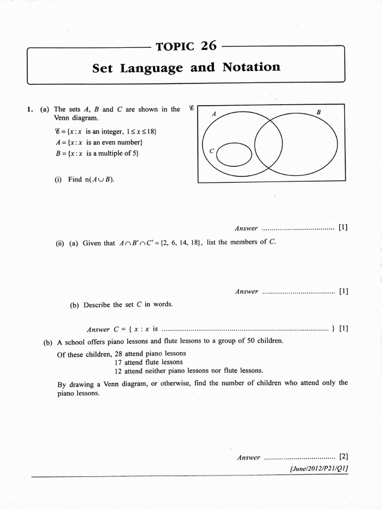 Set Language and Notation | PDF