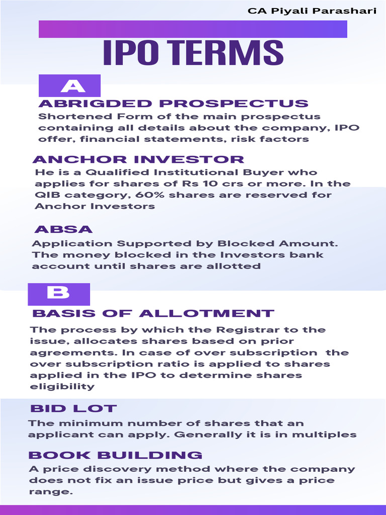 IPO Terms You Must Know | PDF