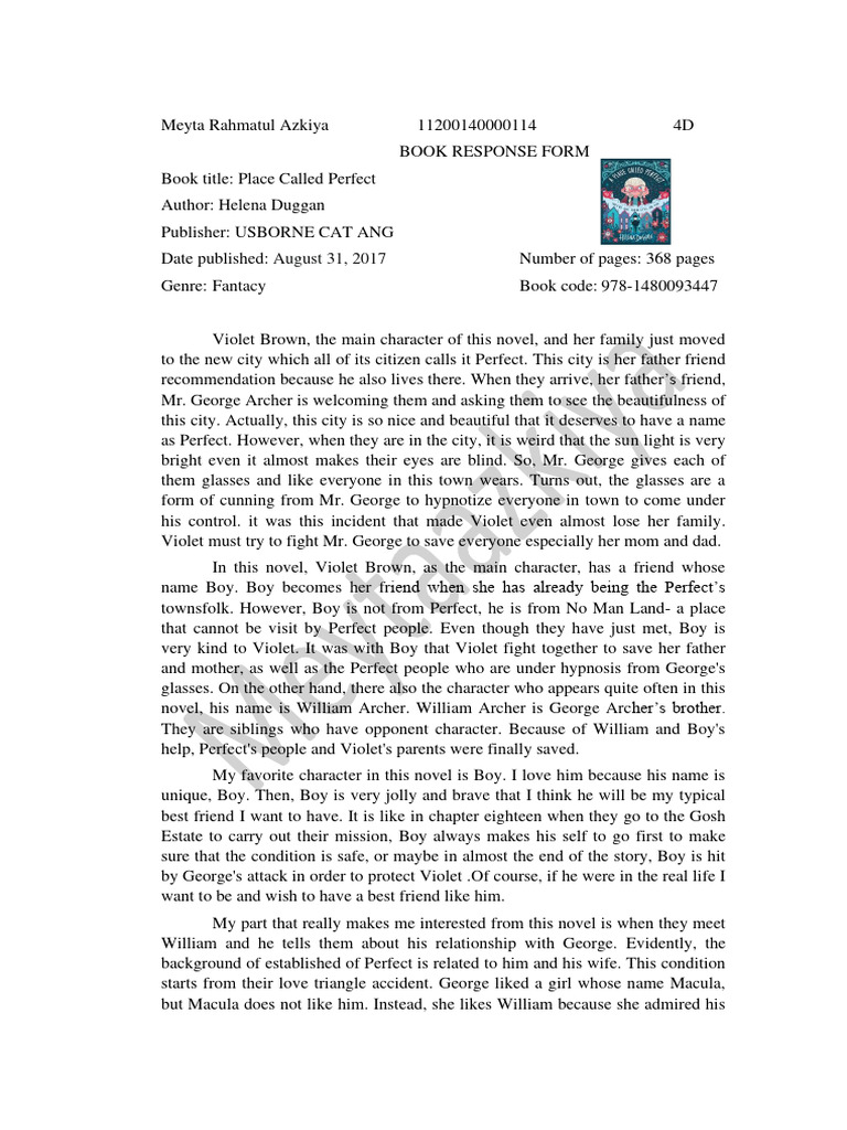 REVIEW - A PLACE CALLED PERFECT - Meyta R.A. - 11200140000114 | PDF