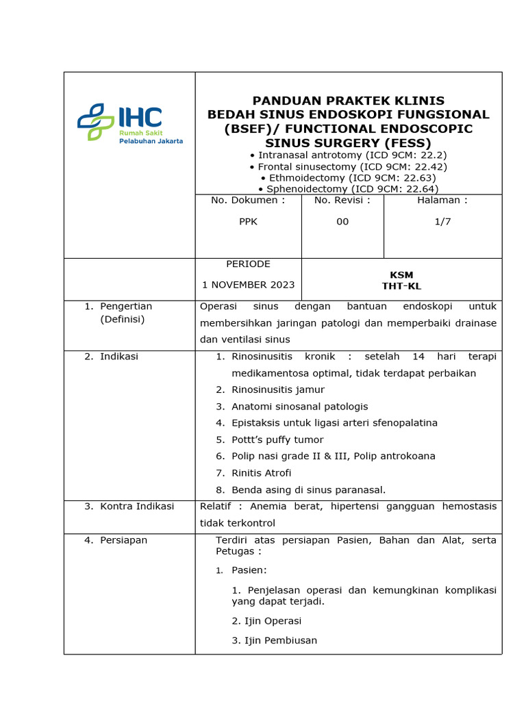 PPK Fess THT Endoskopi BLM TTD | PDF