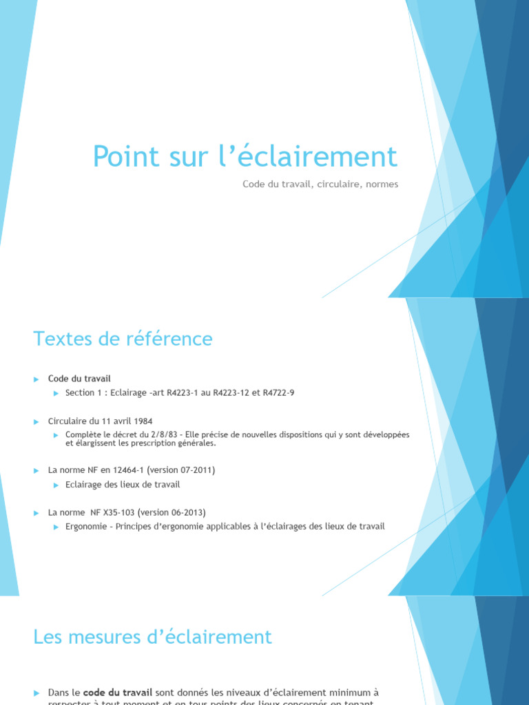 Ambiances Lumineuses-Récapitulatif Code Du Travail Et Normes | PDF | Éclairage