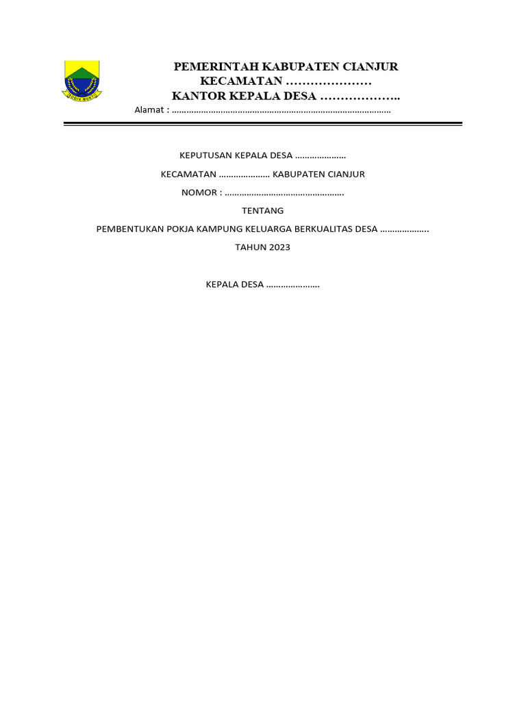 SK Pokja Kampung KB 2023 | PDF | Griya & Taman