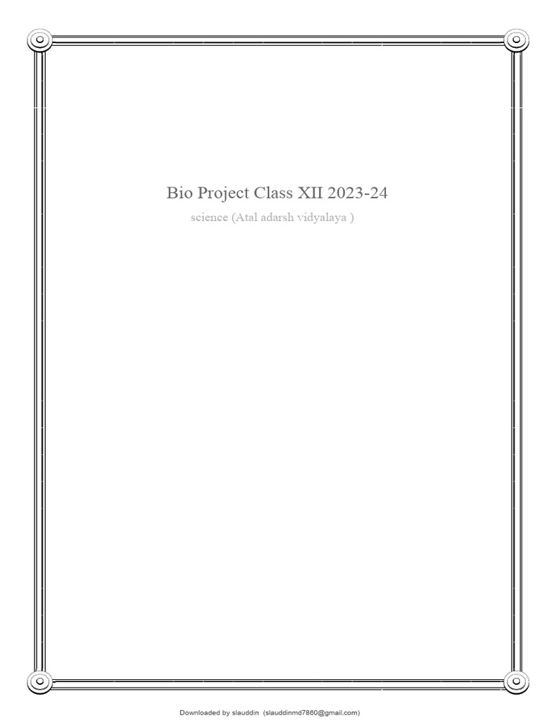 Bio Project Class XII 2023 | PDF | Cognition