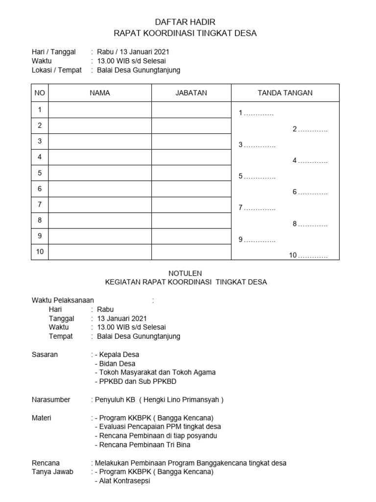 Format Mekop PKB | PDF