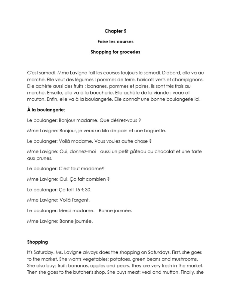 Grade 8 French ALF 3 Chapter 5 Notes | PDF | Nourritures | Nourriture ...