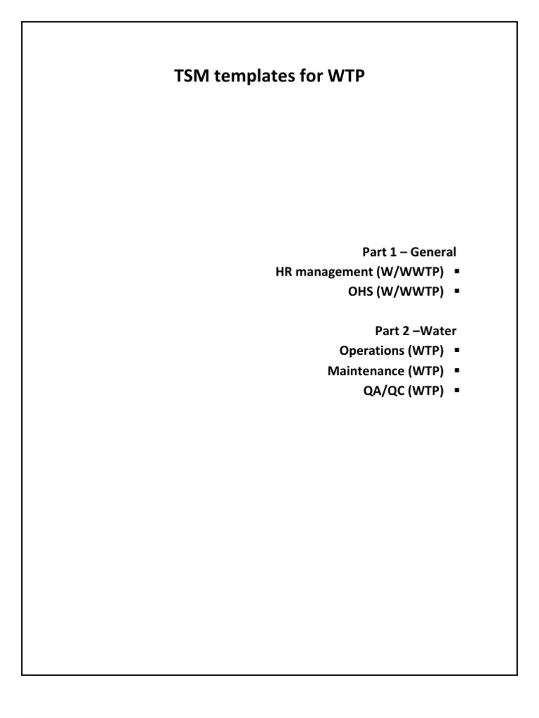 TSM Templates For WTP | PDF