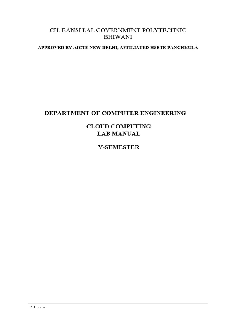 CLOUD COMPUTING LAB MANUAL V Semester | PDF | Cloud Computing | Amazon Web Services