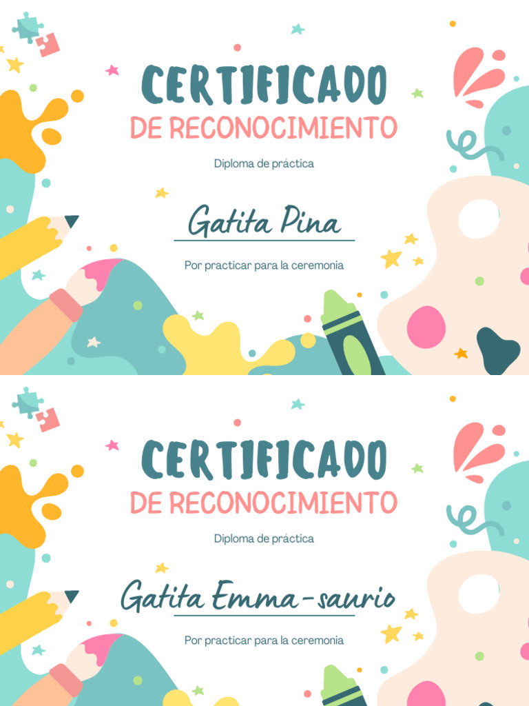 Certificado de Reconocimiento Taller de Arte y Pintura Infantil Azul y ...