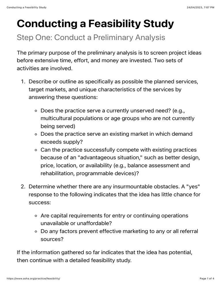 Conducting A Feasibility Study | PDF | Feasibility Study | Market ...